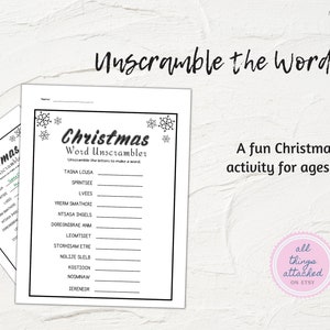 Christmas Games Christmas Activity Word Scramble Printable Worksheet ...