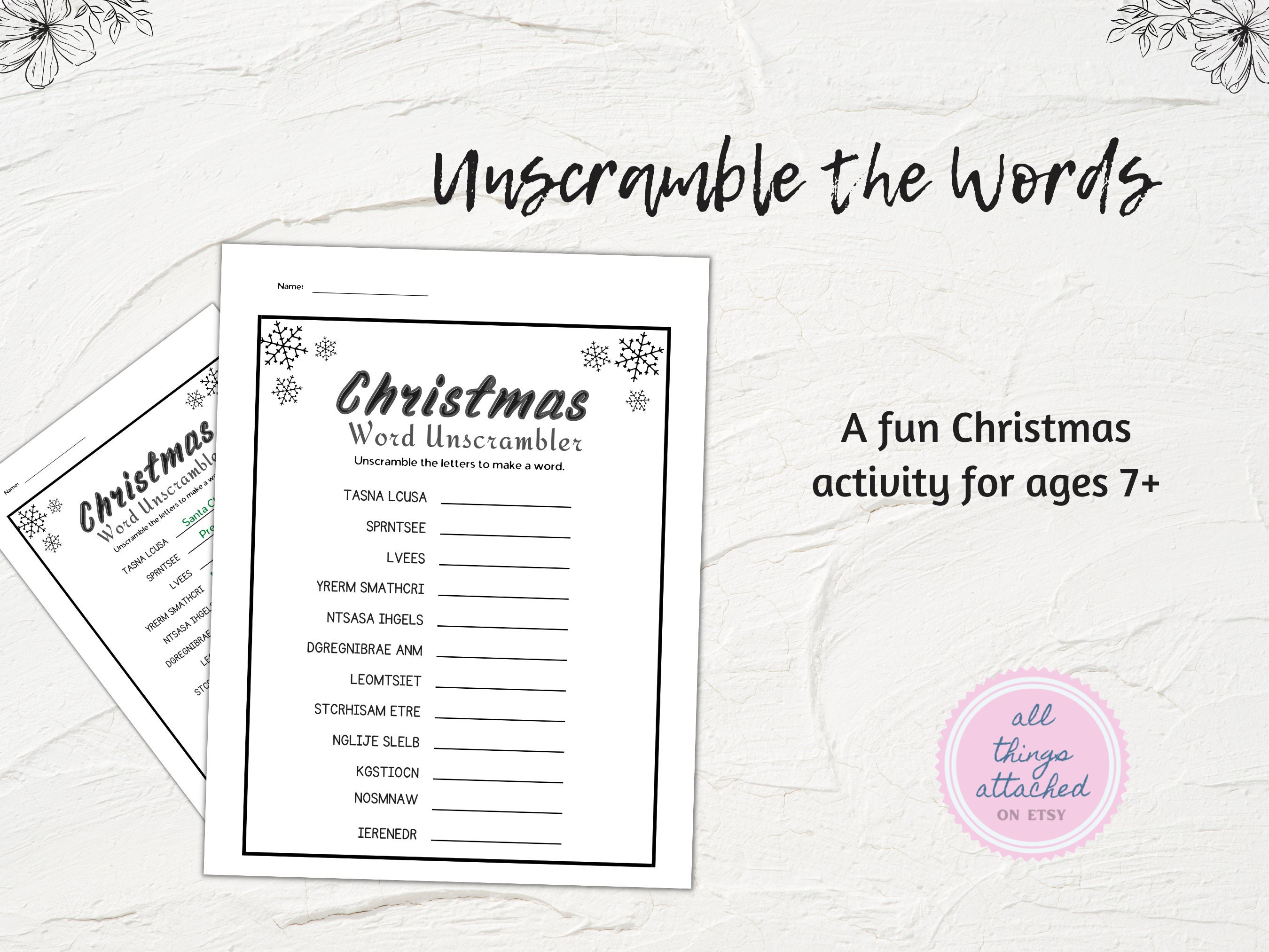 Christmas Games Christmas Activity Word Scramble Printable Worksheet ...