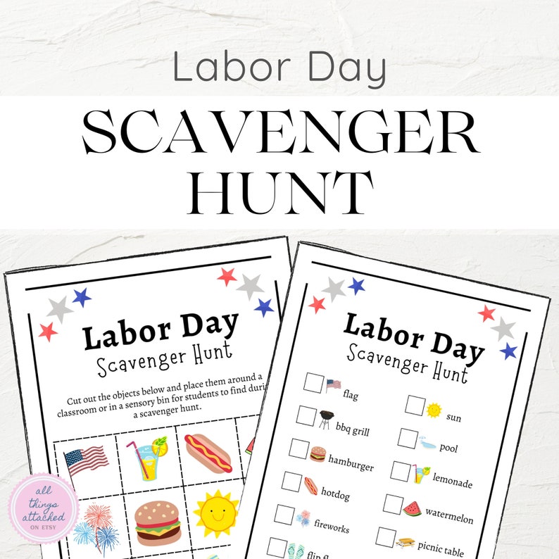 Labor Day Scavenger Hunt | Printable Labor Day Day Activity for Kids ...