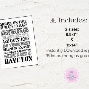 Classroom Rules Poster | Printable Classroom Wall Art Download | Class ...