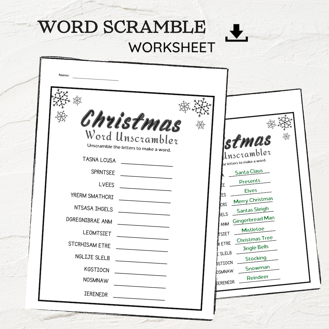 Christmas Games Christmas Activity Word Scramble Printable Worksheet ...