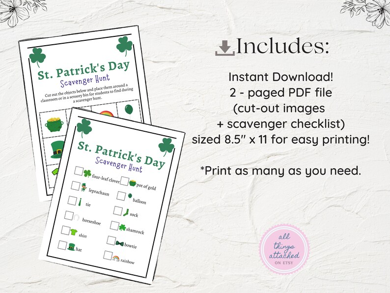 St. Patrick's Day Scavenger Hunt | Printable Saint Patrick's Day ...