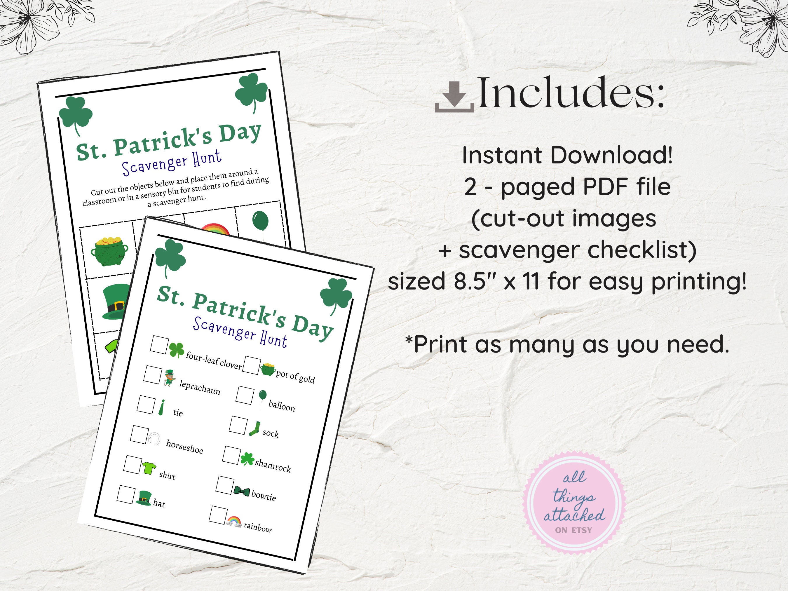 St. Patrick's Day Scavenger Hunt | Printable Saint Patrick's Day ...
