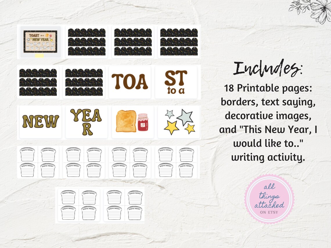 New Year Bulletin Board Idea | Printable Bulletin Board Kit | Toast to ...