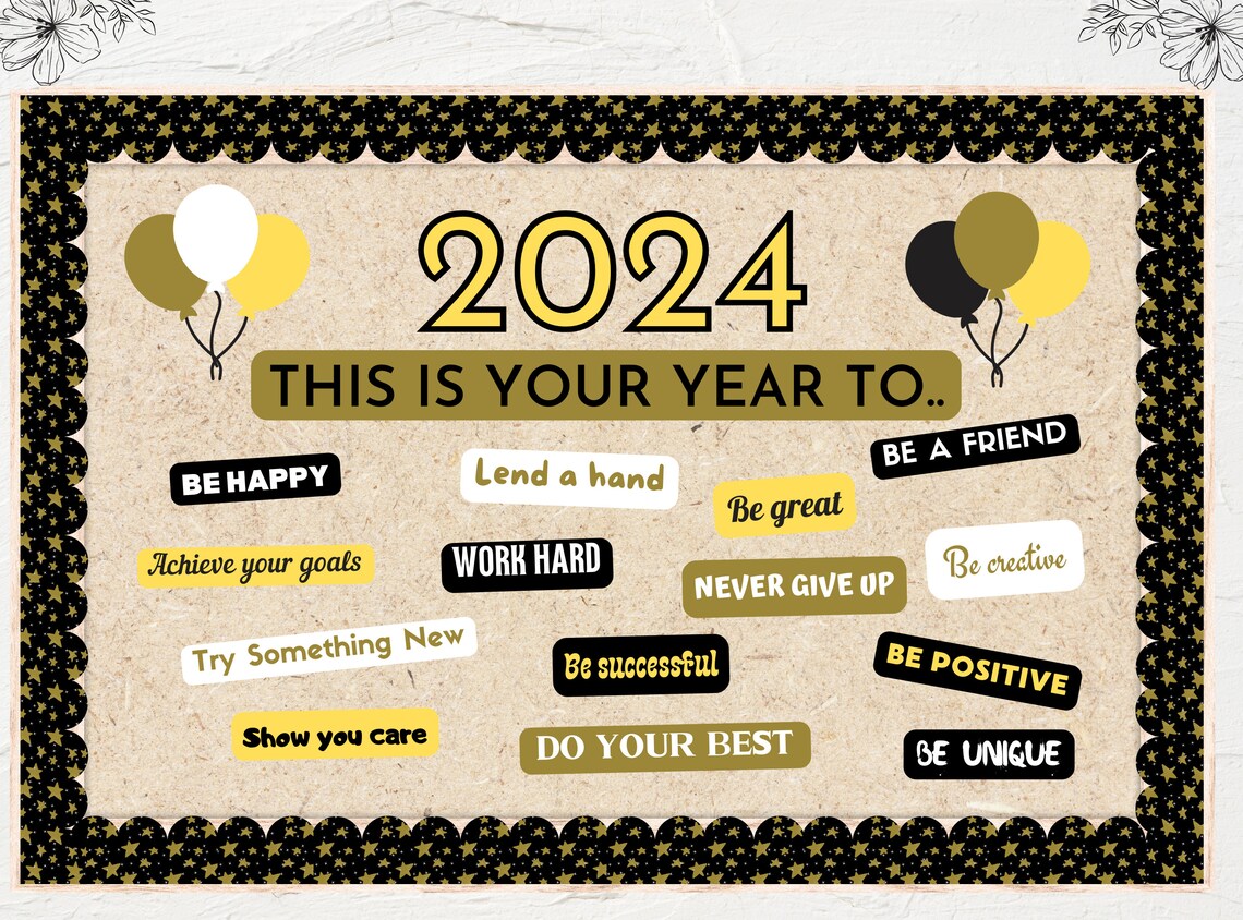 New Year Bulletin Board Idea | Printable Bulletin Board Kit | January ...