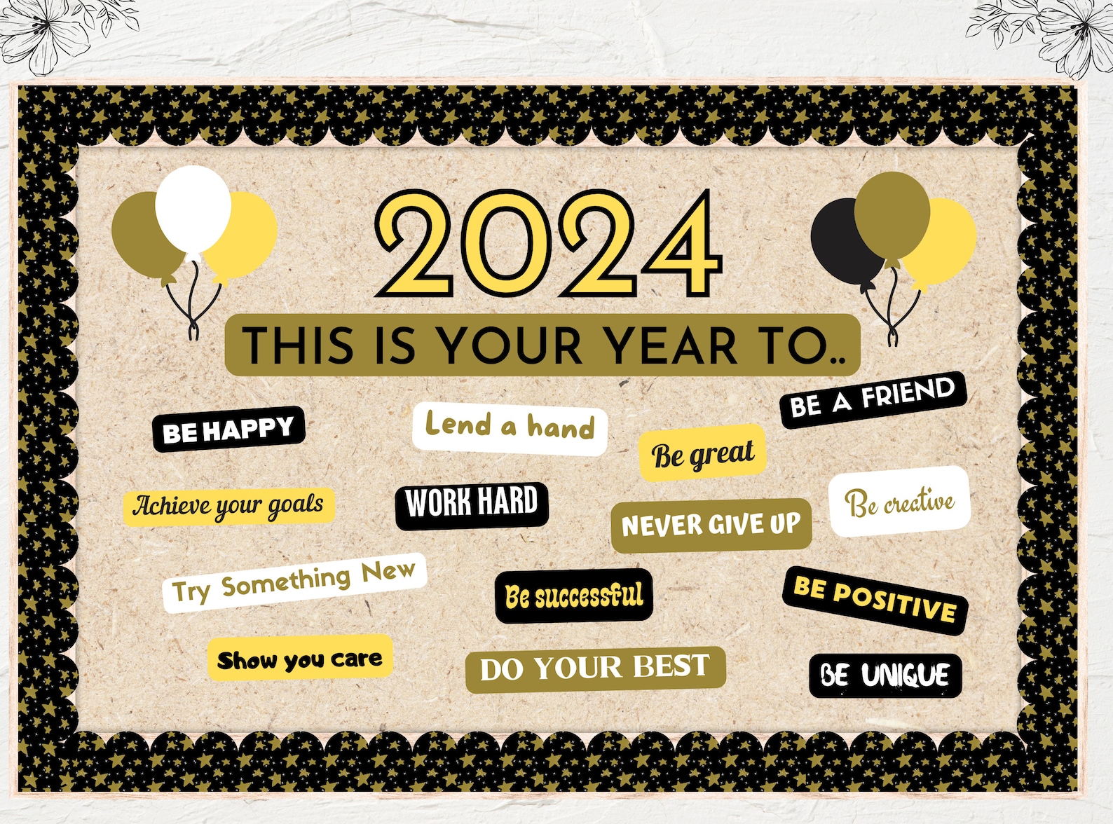 New Year Bulletin Board Idea | Printable Bulletin Board Kit | January ...