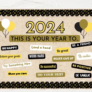 New Year Bulletin Board Idea | Printable Bulletin Board Kit | January ...