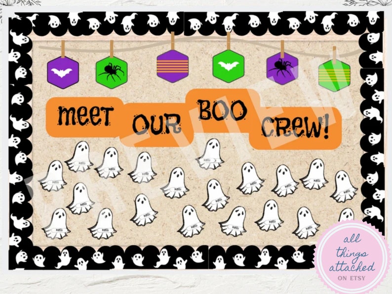 Halloween Bulletin Board | Meet Our Boo Crew | Student Ghost Activity ...