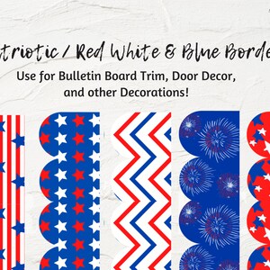 Patriotic Bulletin Board Borders | Printable Bulletin Board Trim | Red ...