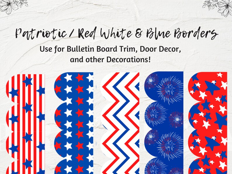 Patriotic Bulletin Board Borders | Printable Bulletin Board Trim | Red ...
