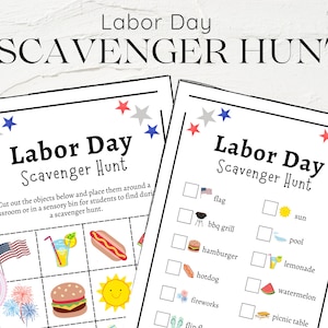 Labor Day Scavenger Hunt | Printable Labor Day Day Activity for Kids ...