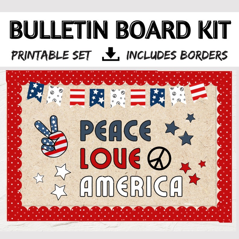 Patriotic Themed Bulletin Board Printable America Bulletin - Etsy