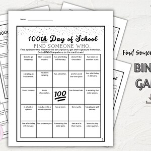 100th Day of School Games | Printable Classroom Bingo | 100th Day ...