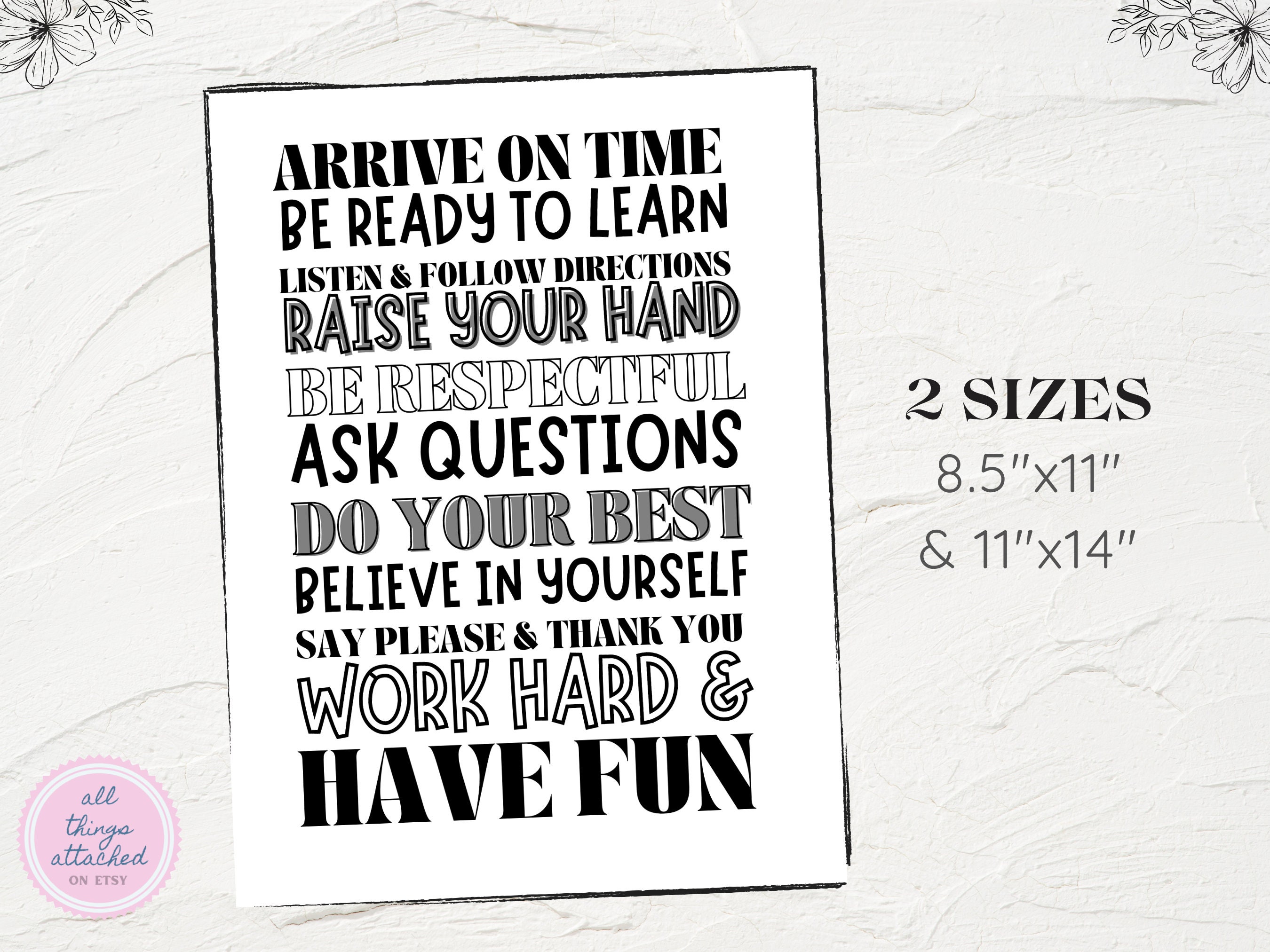 Classroom Rules Poster Printable Classroom Wall Art Download - Etsy