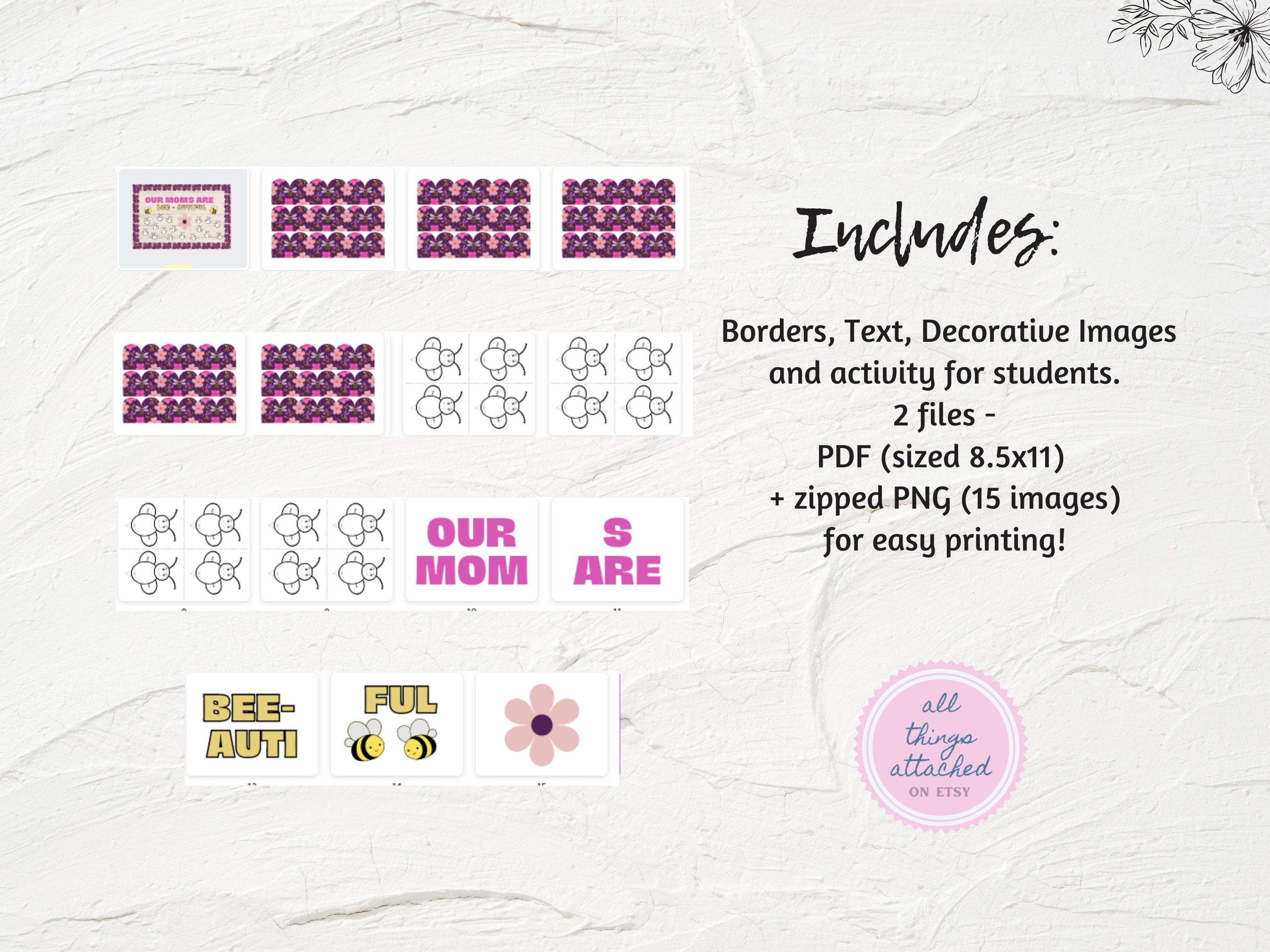 Mother's Day Themed Bulletin Board | Printable Mother's Day Board Set ...
