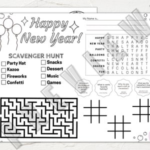 New Years Placemats | Printable Kids Activity Mat | New Year's Eve ...