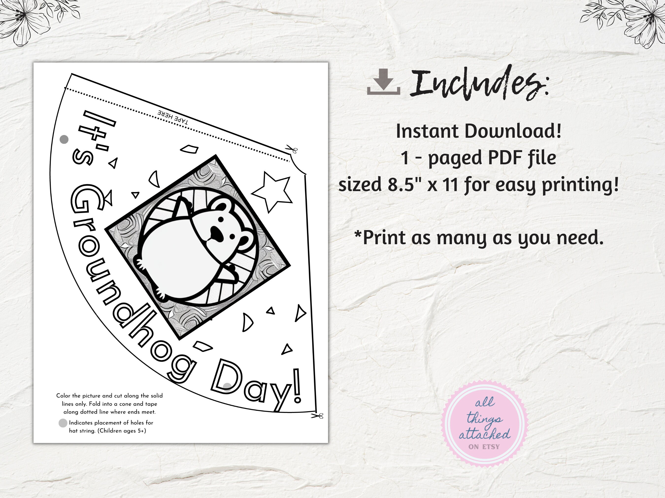 Groundhog Day Activity | Printable Party Hat Craft | Kid's Groundhog ...