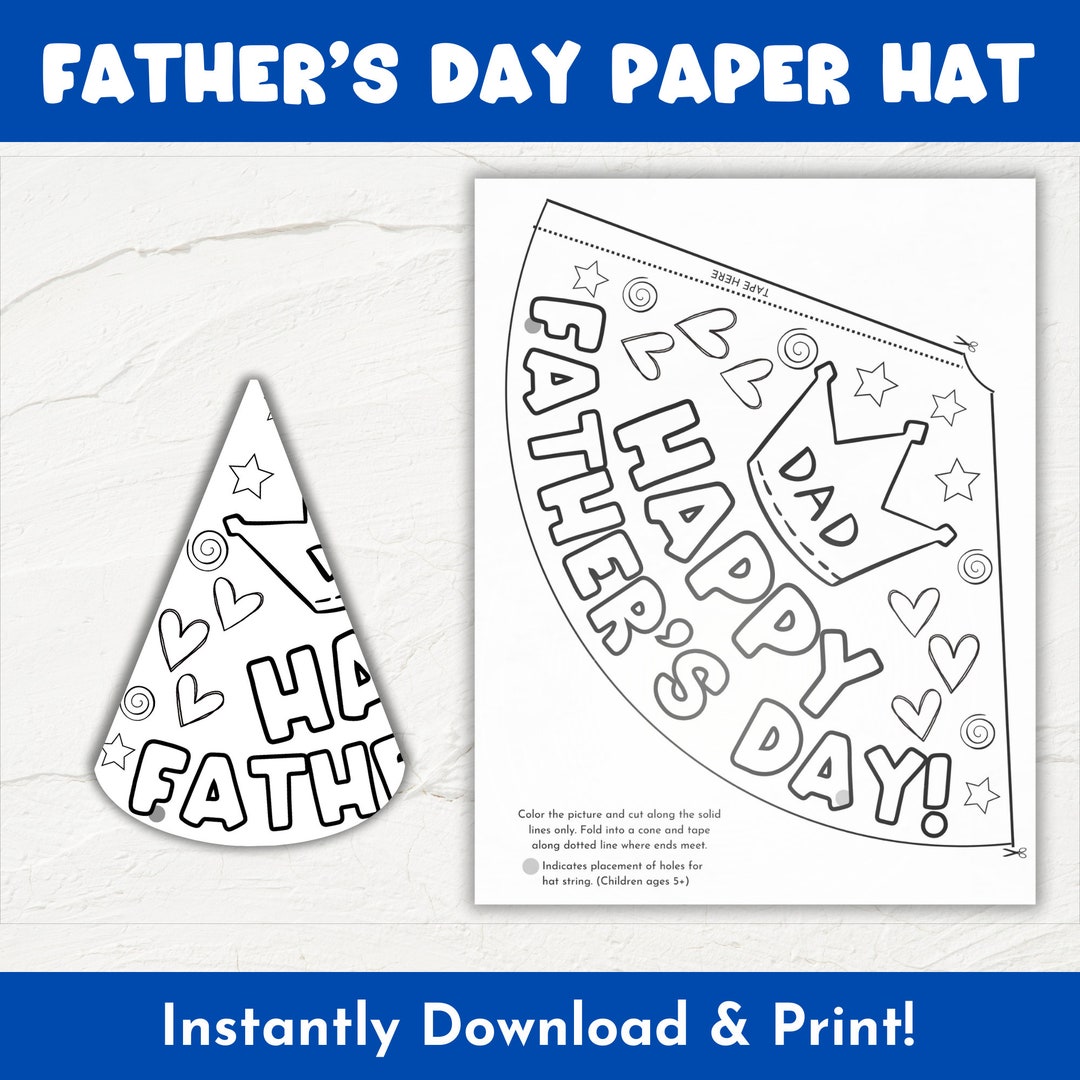 Father's Day Printable Hat | Fathers Day Paper Cone Hat | Printable ...