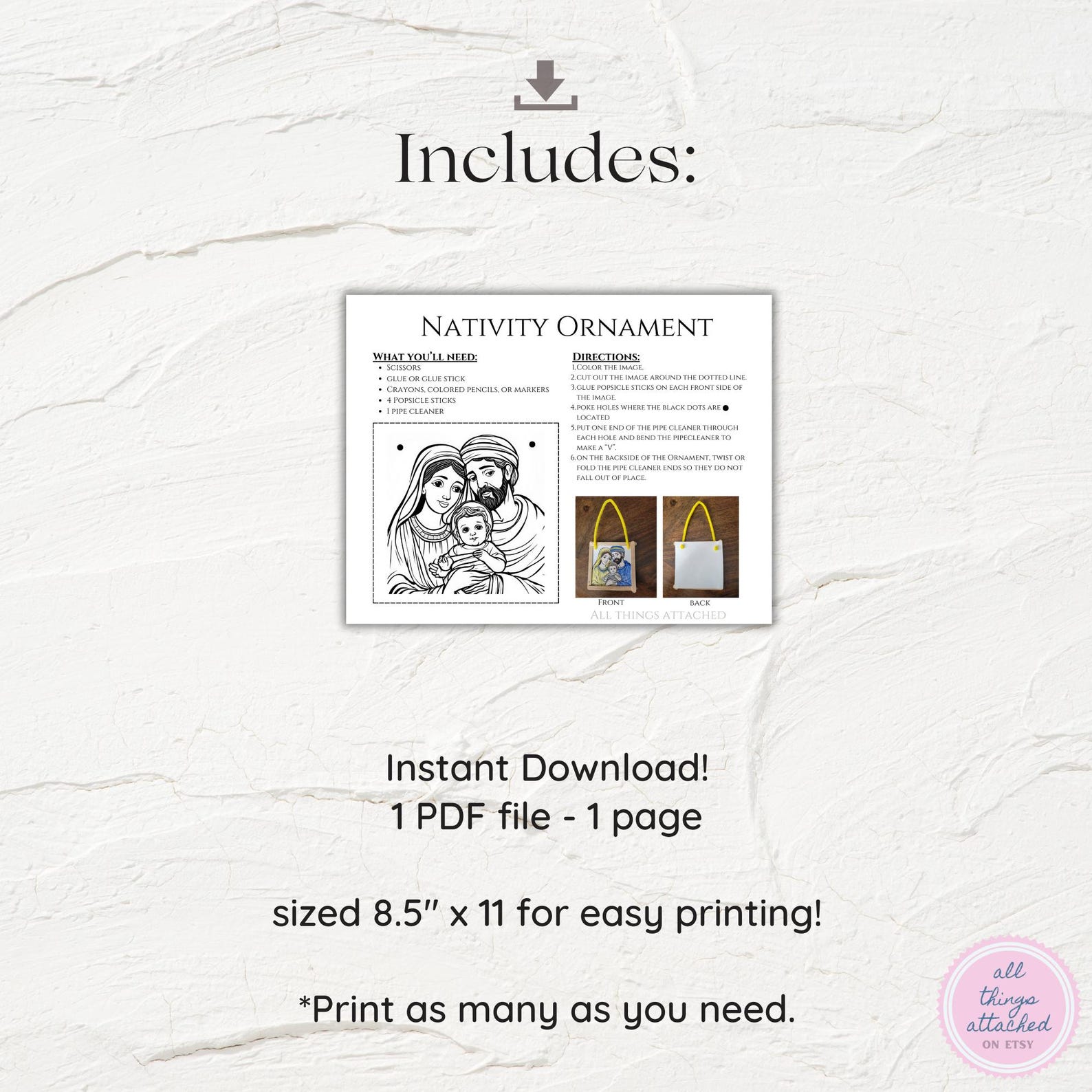 Printable Nativity Ornament Craft | Christmas Childrens Craft | Sunday ...