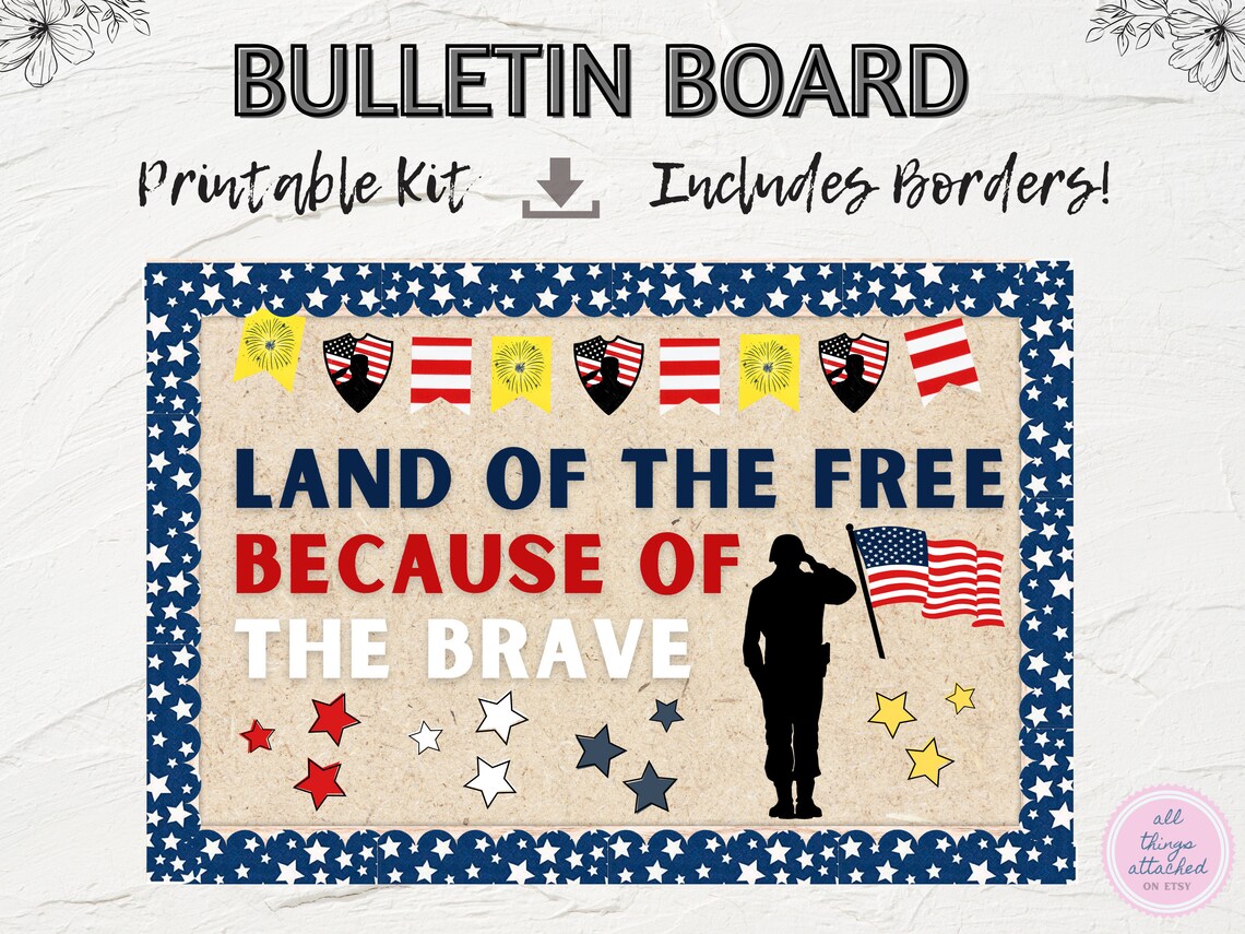 Veterans Day Bulletin Board Idea Printable Bulletin Board Kit Land of ...