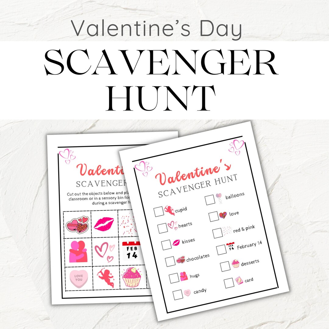 Valentine's Day Scavenger Hunt | Printable Valentine's Day Game ...