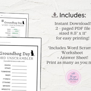 Groundhog Day Unscramble the Word Groundhog Day Activity Printable Word ...
