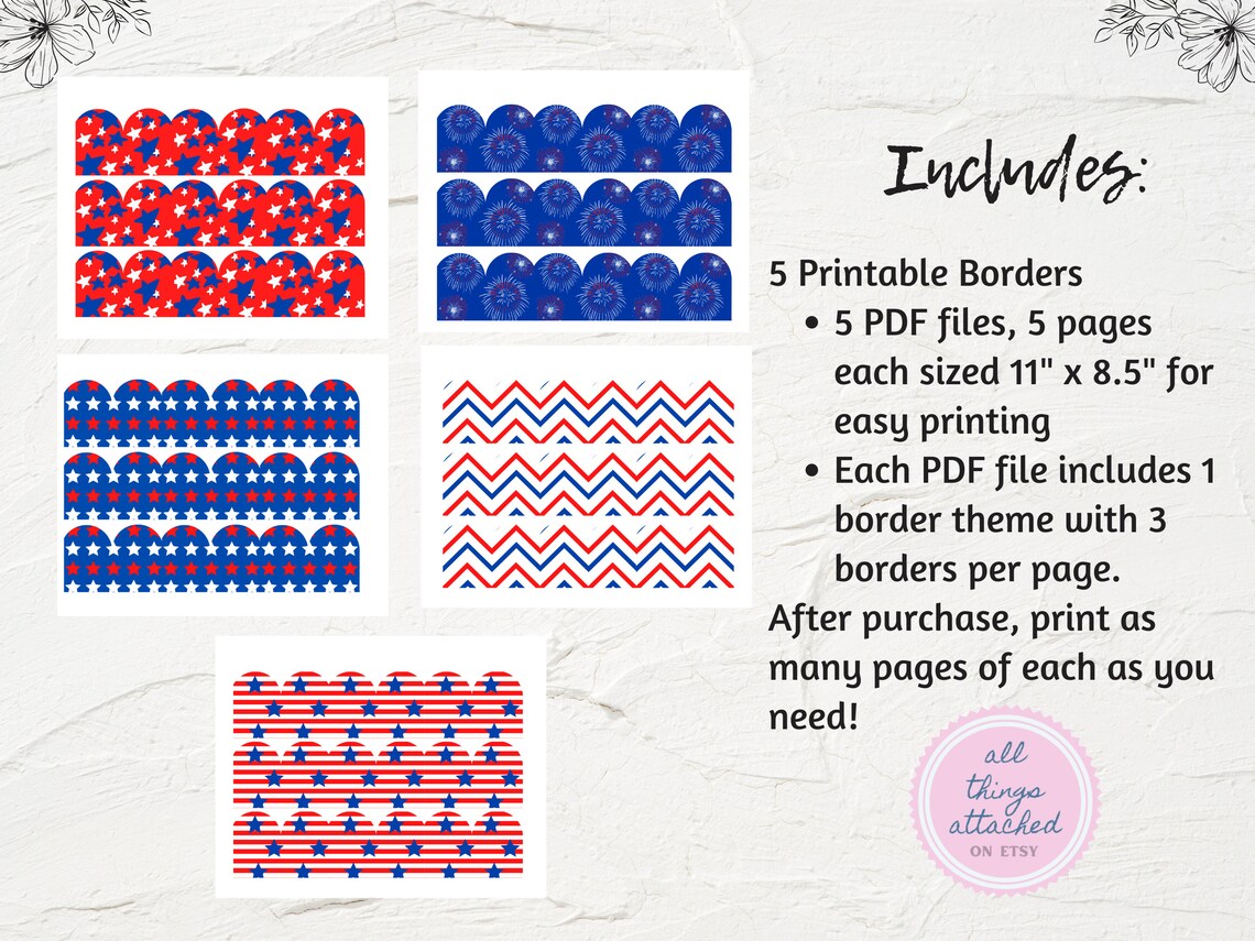 Patriotic Bulletin Board Borders | Printable Bulletin Board Trim | Red ...
