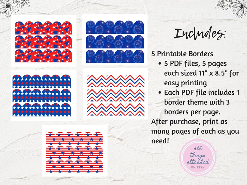 Patriotic Bulletin Board Borders | Printable Bulletin Board Trim | Red ...