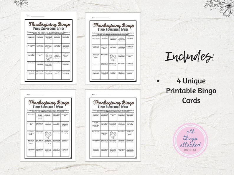 Thanksgiving Games Printable Thanksgiving Bingo Find the Guest Who Find ...