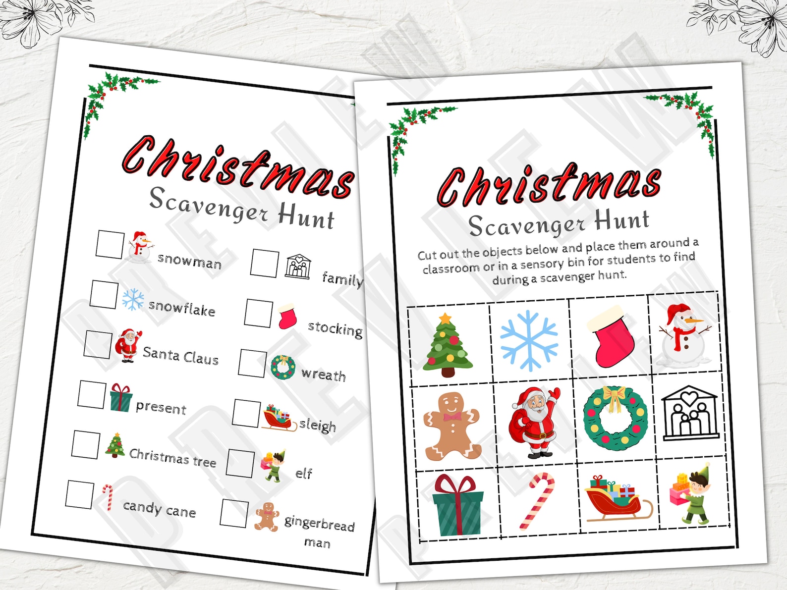 Christmas Scavenger Hunt | Printable Christmas Game | Kids Christmas ...