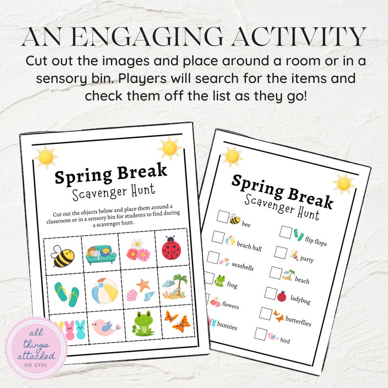 Spring Break Scavenger Hunt | Printable Scavenger Hunt | Spring Break ...