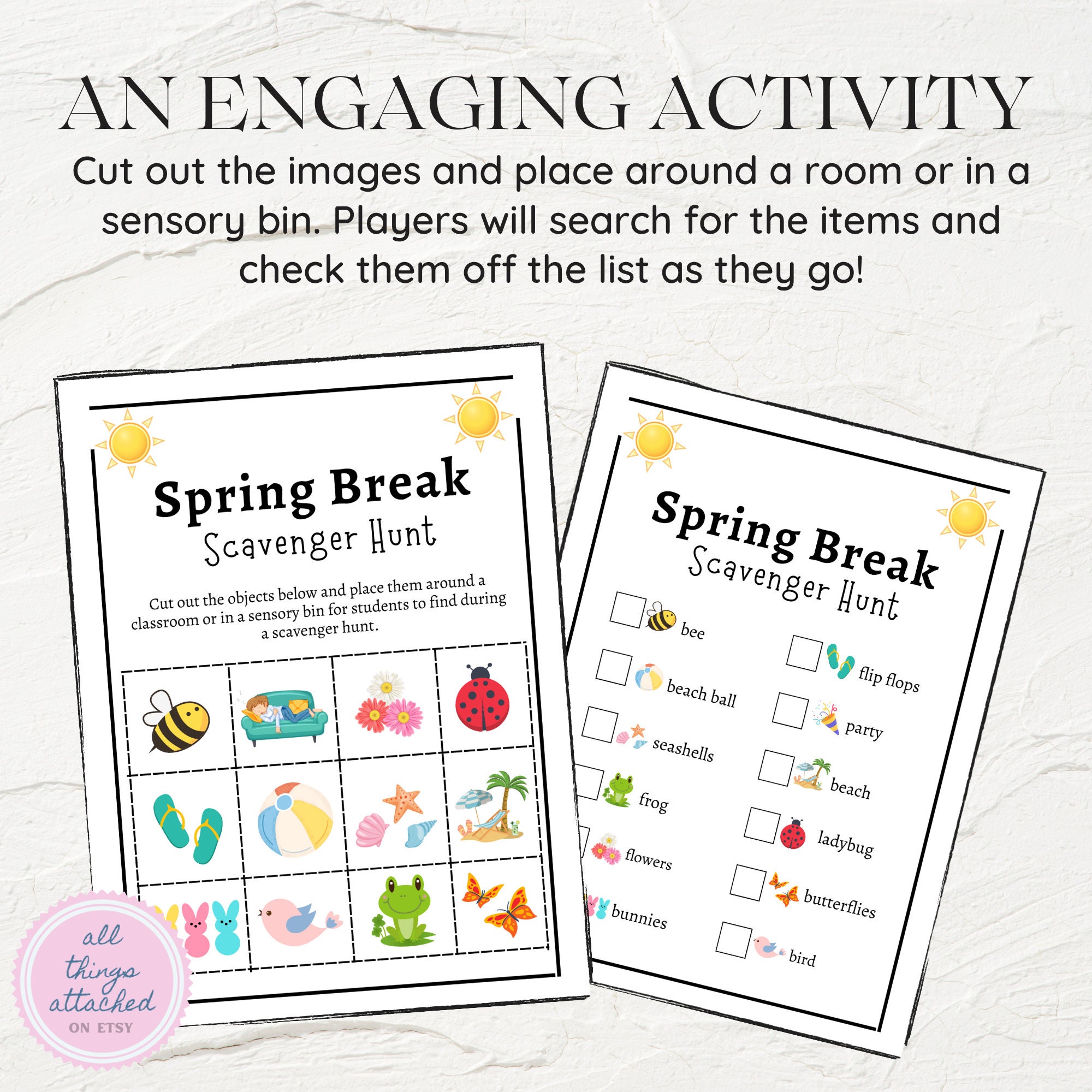 Spring Break Scavenger Hunt | Printable Scavenger Hunt | Spring Break ...