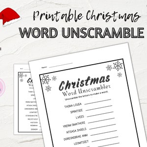 Christmas Games Christmas Activity Word Scramble Printable Worksheet ...