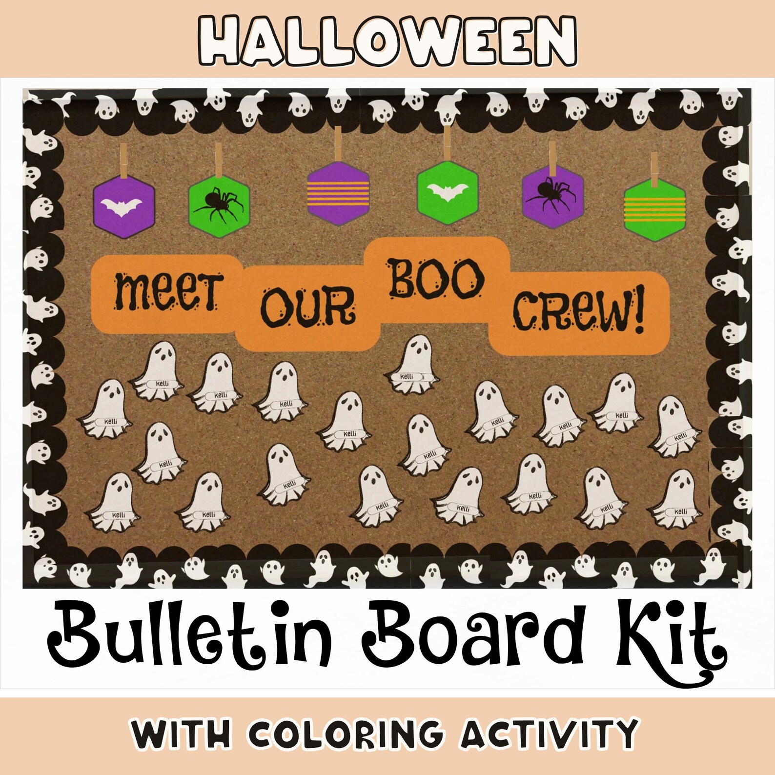 Halloween Bulletin Board | Meet Our Boo Crew | Student Ghost Activity ...