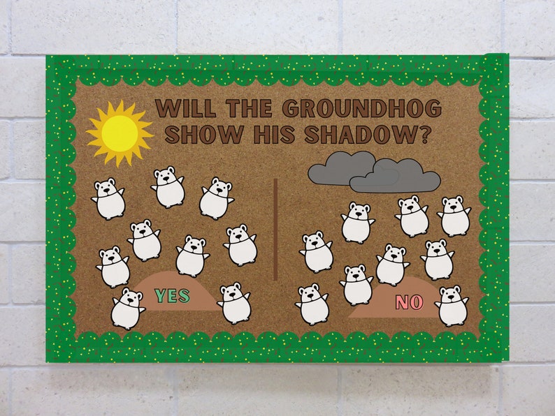 Groundhog Day Themed Bulletin Board | Printable Winter Bulletin Board ...