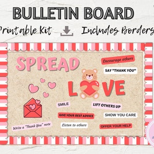 Valentine's Themed Bulletin Board Printable Kindness Month Bulletin ...