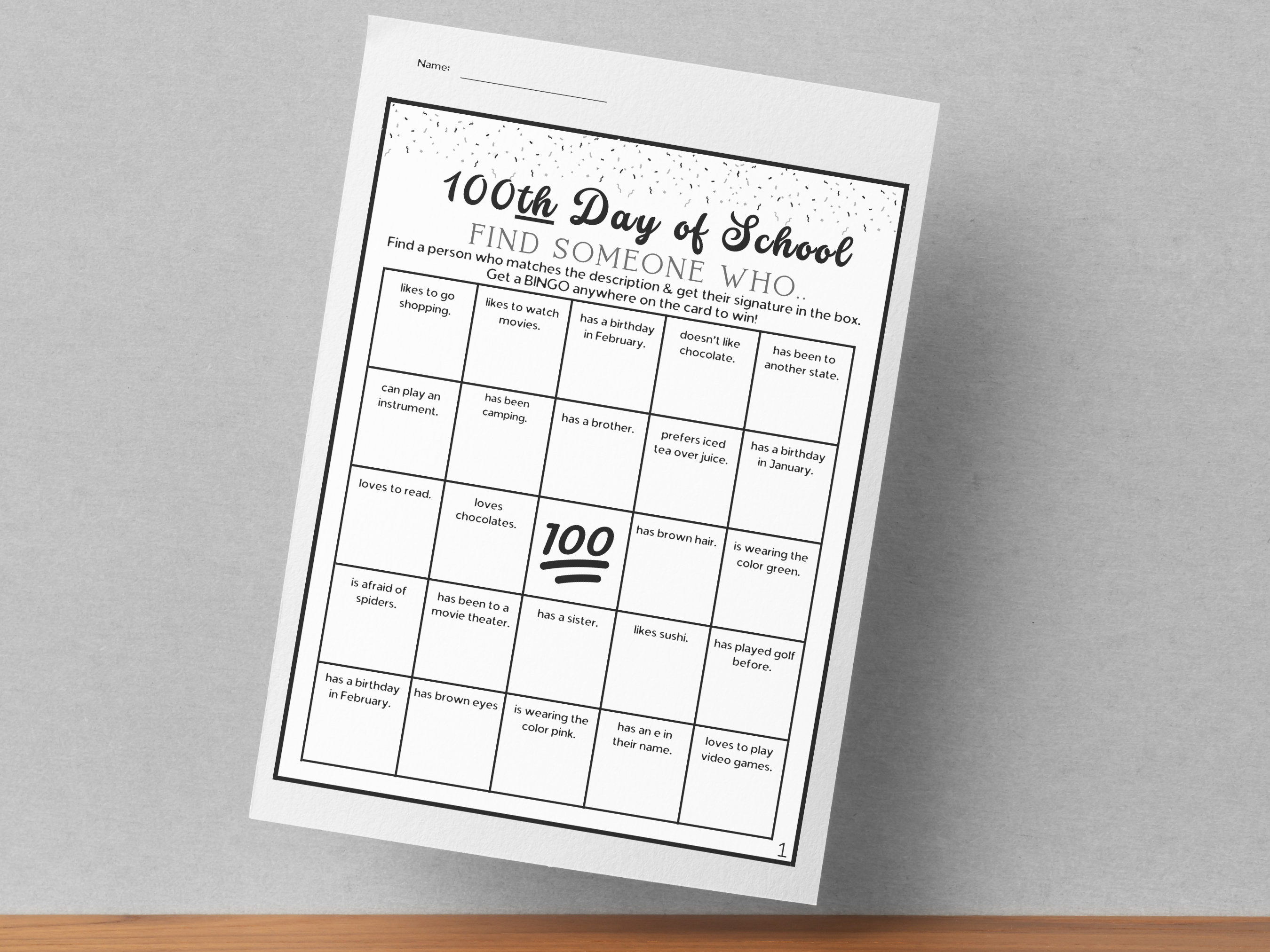 100th Day of School Games | Printable Classroom Bingo | 100th Day ...