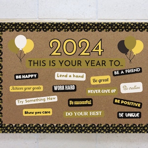 New Year Bulletin Board Idea | Printable Bulletin Board Kit | January ...