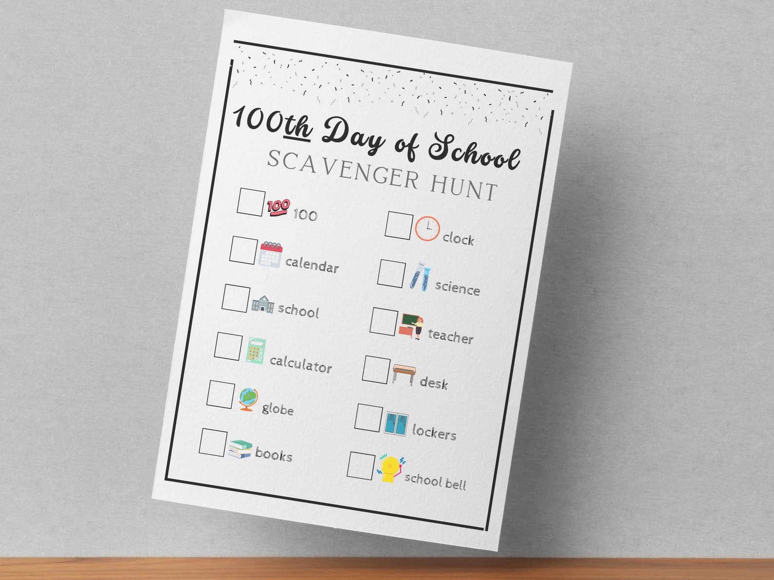 100th Day of School Scavenger Hunt | Printable Scavenger Hunt | 100th ...