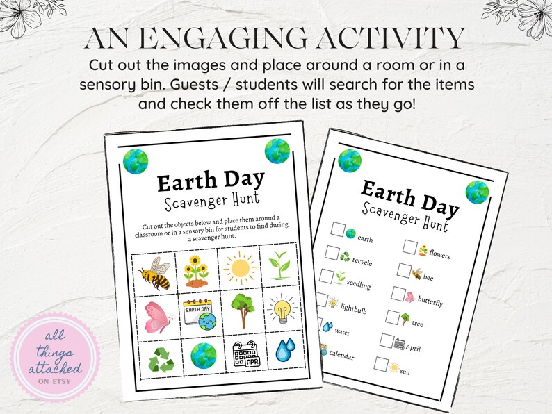 Earth Day Scavenger Hunt Printable Earth Day Activity for Kids Earth ...