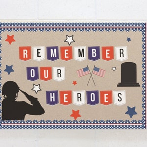 Veteran's Day Bulletin Board Kit | Veteran's Day Classroom Board Idea ...