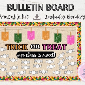 Halloween Bulletin Board Printable Trick or Treat Our Class - Etsy