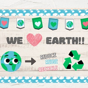 Earth Day Bulletin Board Kit | Printable Motivational Recycling ...