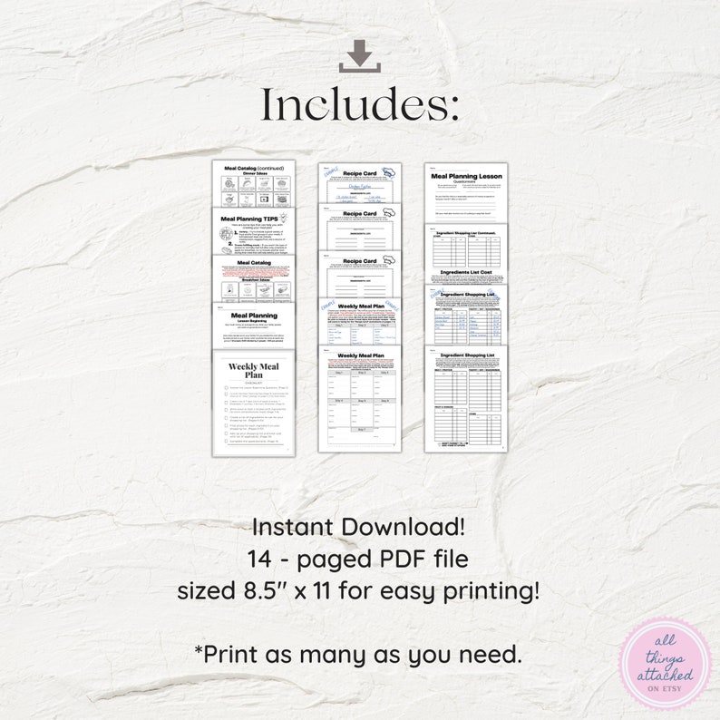 Printable Life Skills Lesson | Kids Meal Planning Activity | NO PREP ...