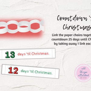 Christmas Countdown | Printable Paper Chain | 25 Days Til Christmas ...