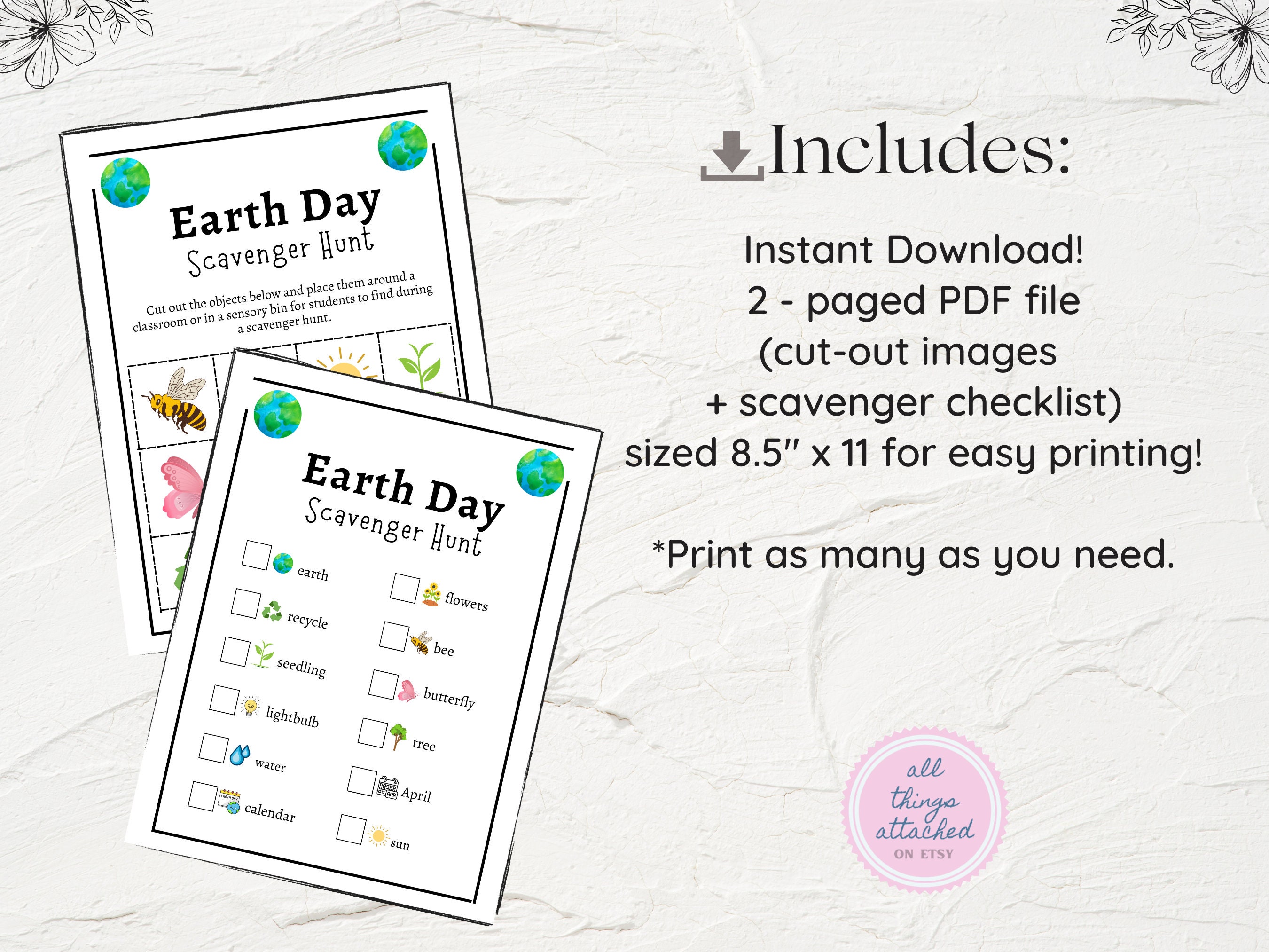 Earth Day Scavenger Hunt Printable Earth Day Activity for Kids Earth ...