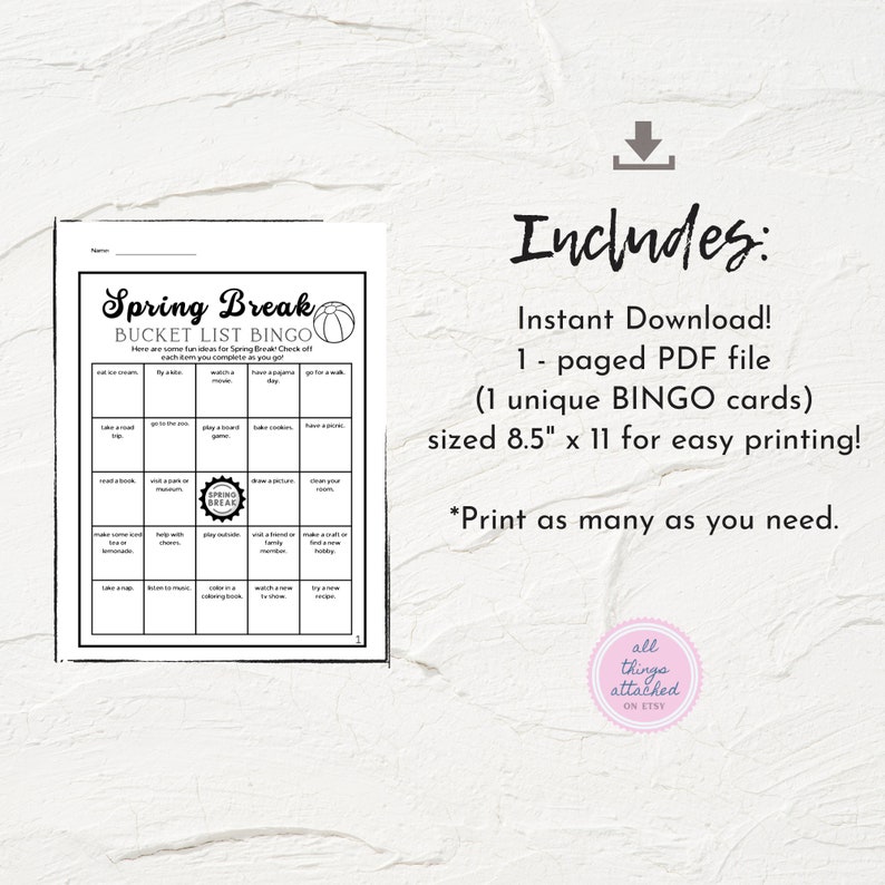 Spring Break Games | Printable Spring Break Bucket List | Spring Break ...