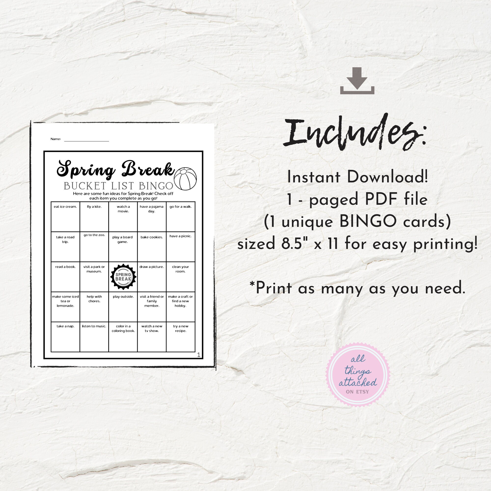 Spring Break Games Printable Spring Break Bucket List Spring Break ...