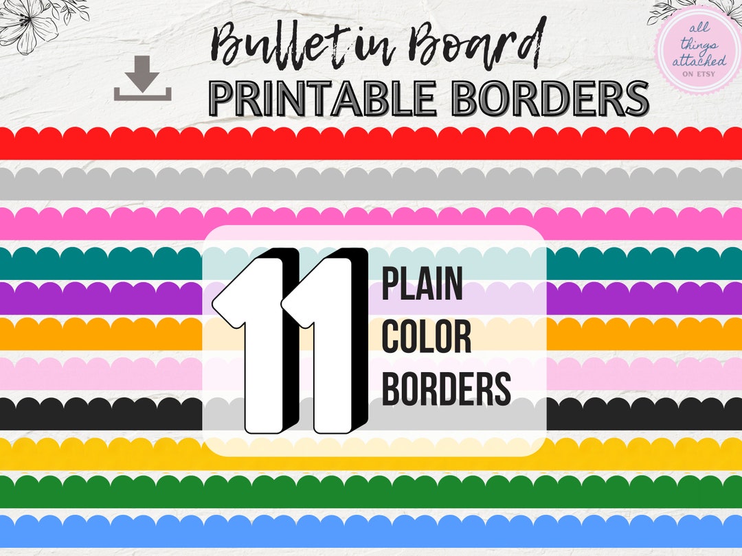 Bulletin Board Borders Plain Colors Printable Bulletin - Etsy