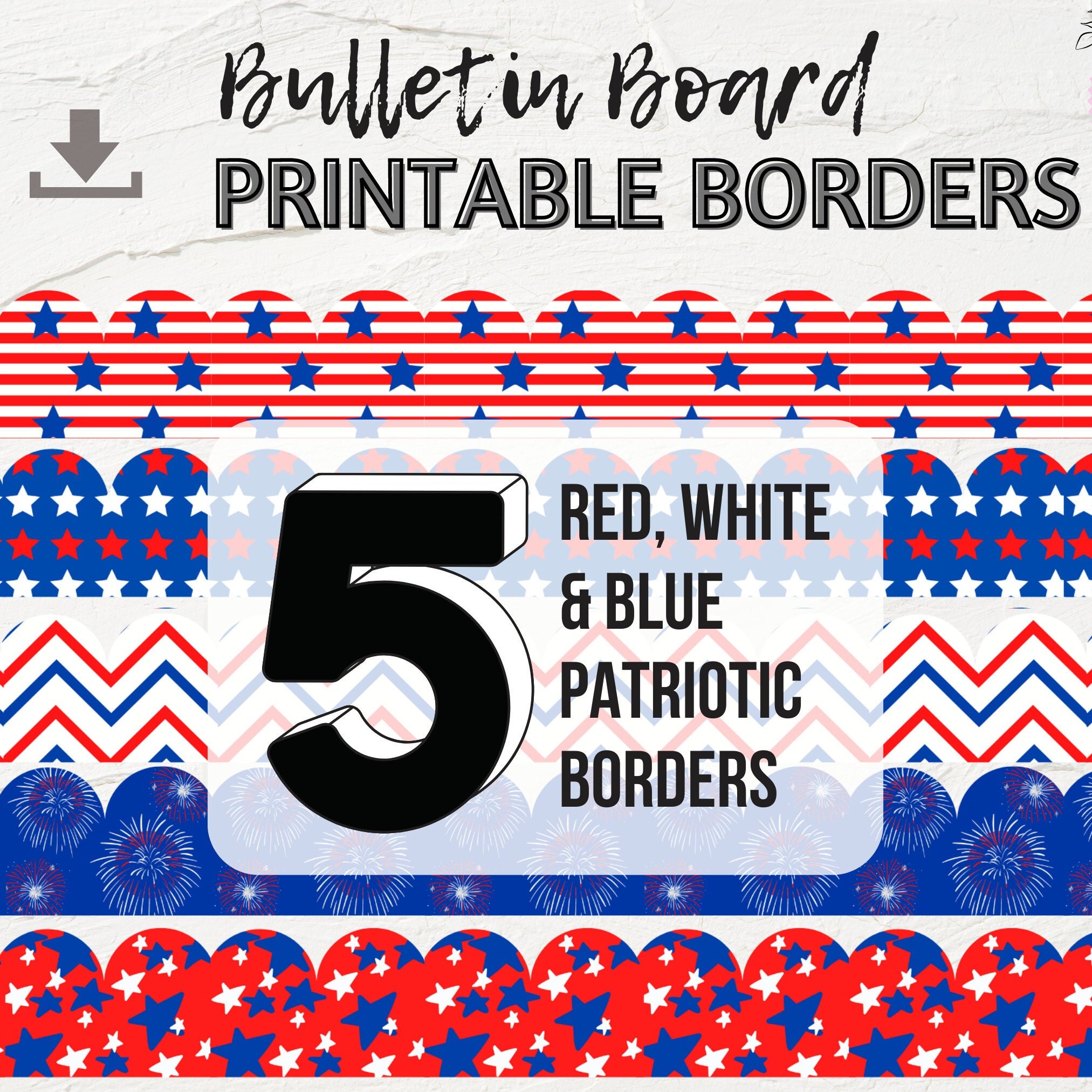 Patriotic Bulletin Board Borders | Printable Bulletin Board Trim | Red ...